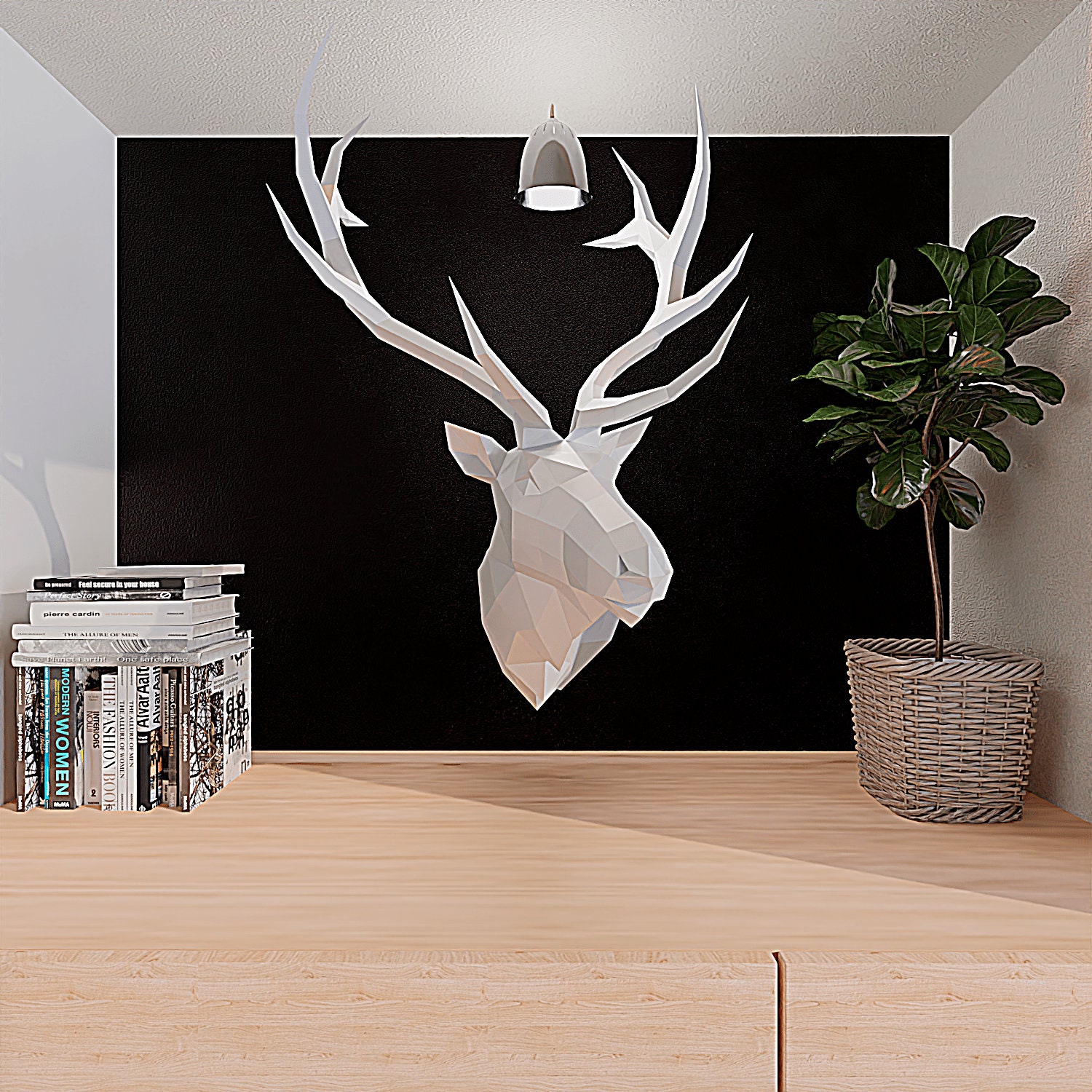 Elk Head Papercraft/printable 3d Model/animal Polygonal Sculpture/low ...