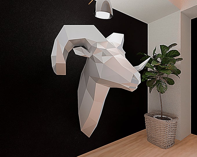 Ram Head Trophy - 3D Papercraft Model. Downloadable DIY Template - Etsy ...