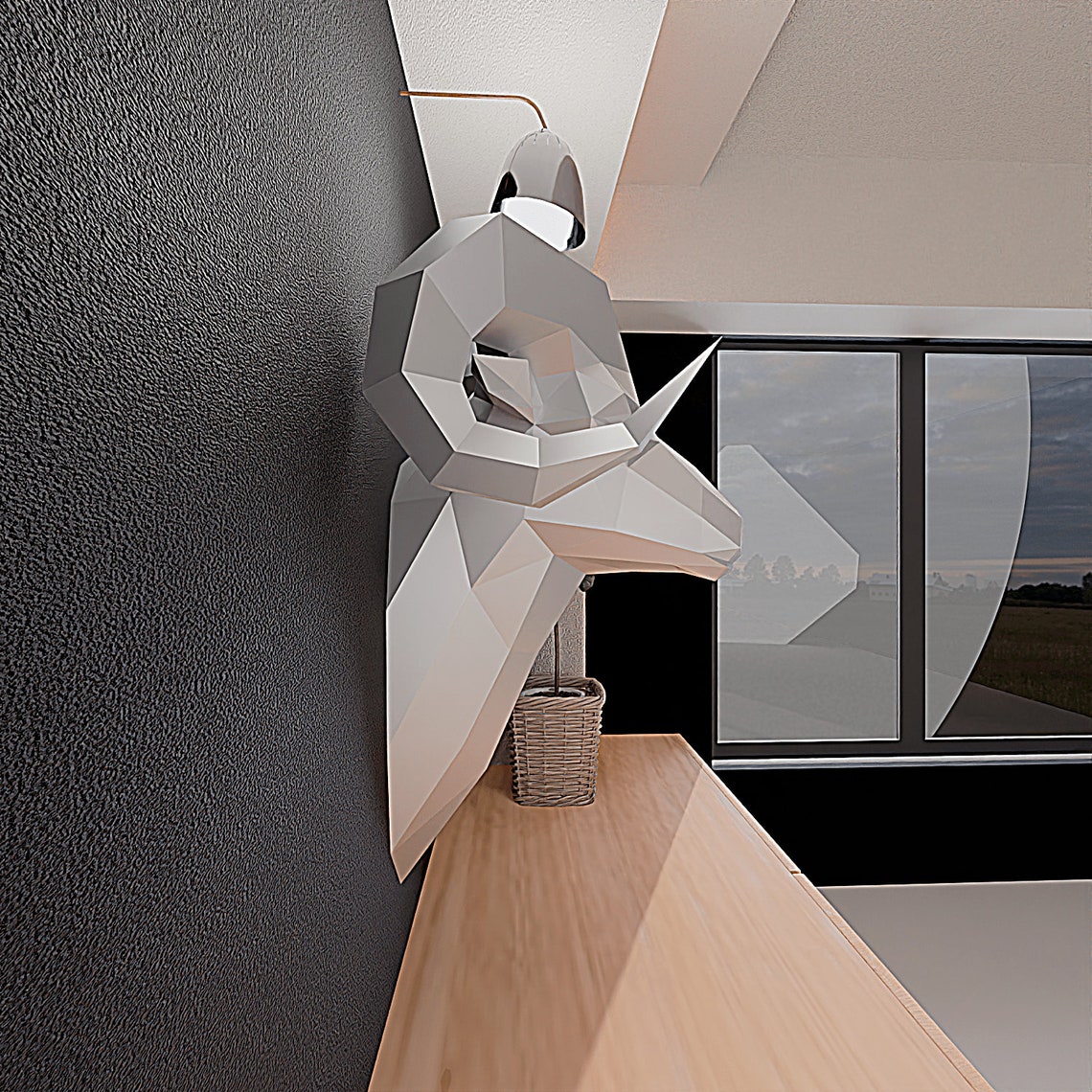 Ram Papercraft/diy 3d Model/polygonal Sculpture/paper Animal Head ...