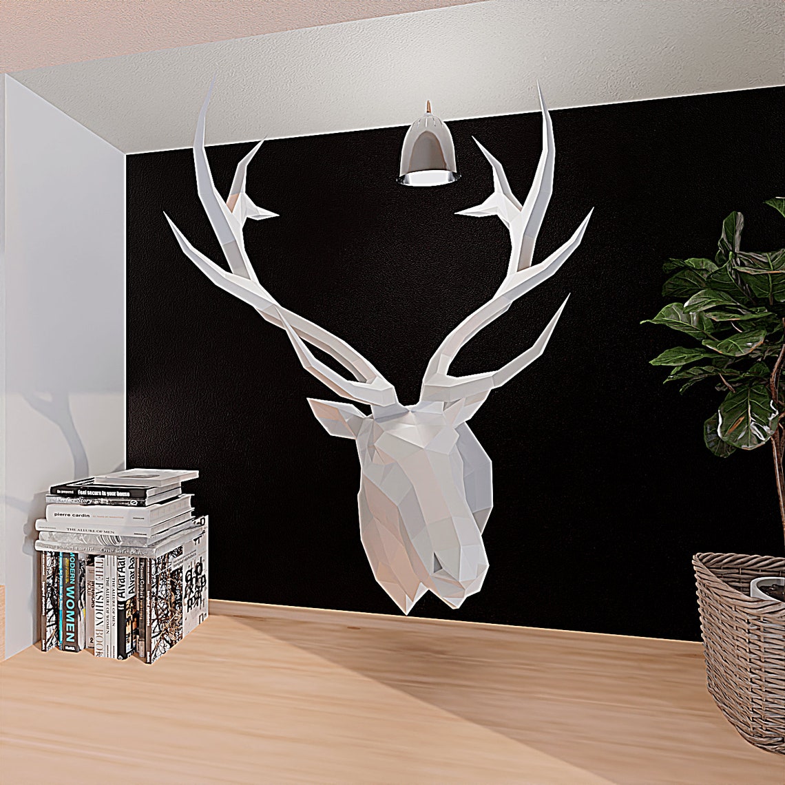 Elk Head Papercraft/printable 3d Model/animal Polygonal Sculpture/low ...