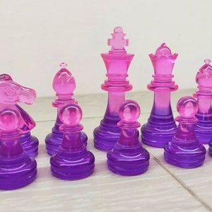 Purple Pink Epoxy Resin Chess Pieces | Size of King 7cm (2.75 Inches ...