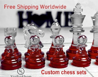 Epoxy Resin Custom Chess Set Size of King 7cm 2.75 Inches Chess Sets ...