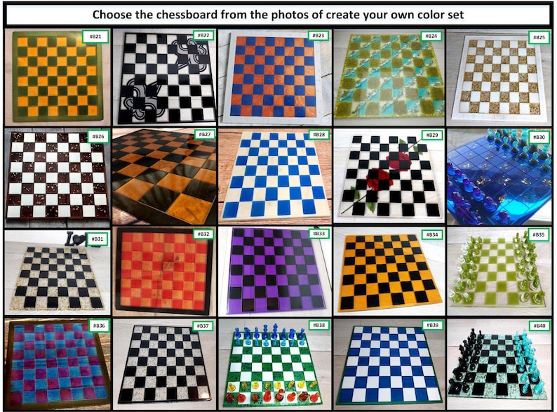 Custom Epoxy Resin Chess Set | Different Styles | Customized 7cm King ...