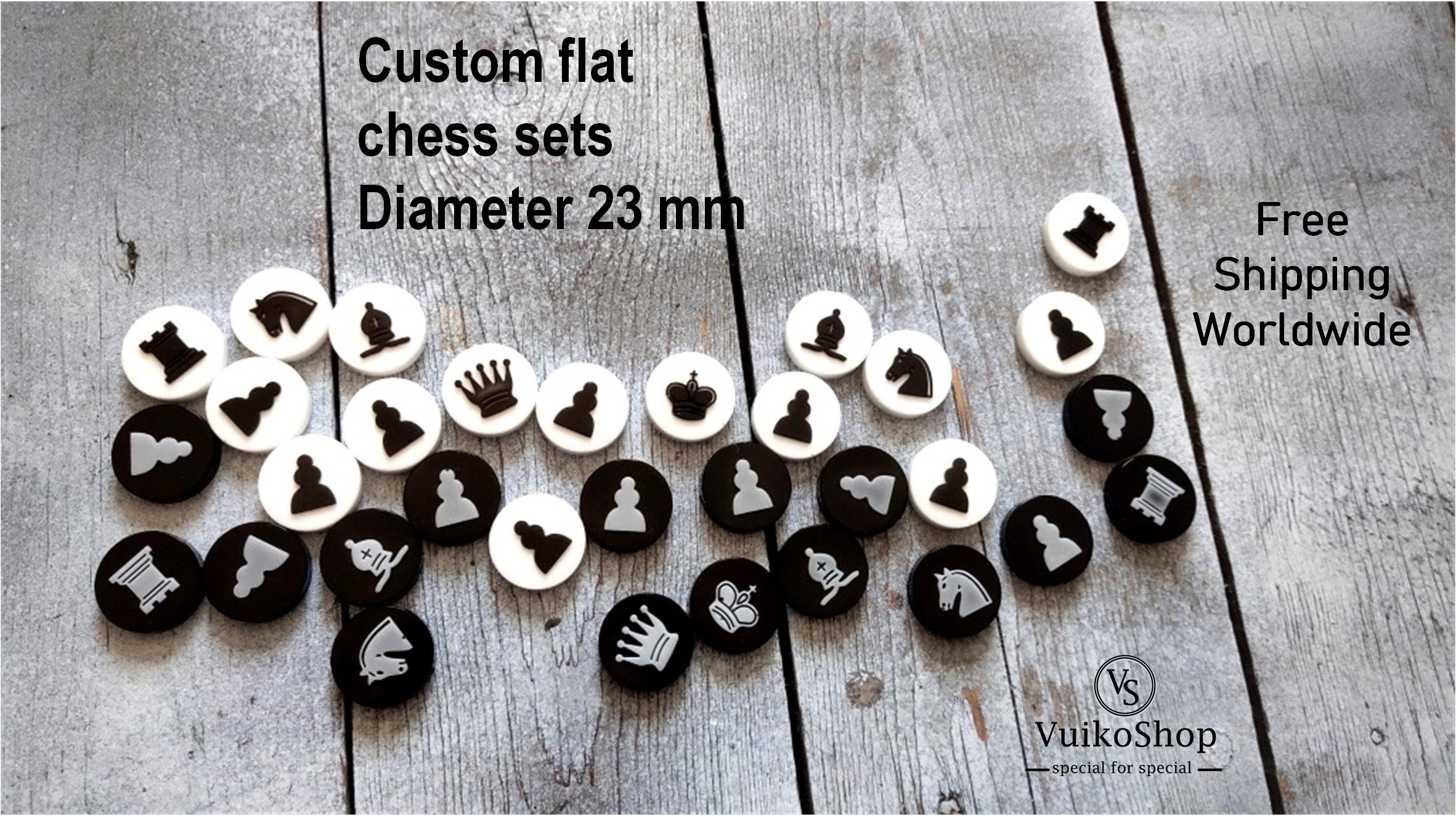 Flat Custom Chess Pieces | Size of Chess 23mm*5mm | Custom Chess Sets ...