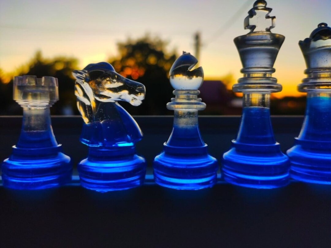 Royal Blue Custom Chess Set | Chess Pieces 2.75 Inches King | Unique ...