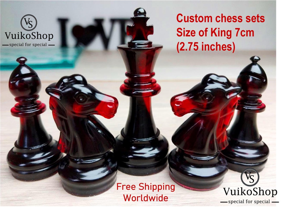 Marble Resin Chess Set | Size of King 7cm (2.75 Inches) | Custom Chess ...