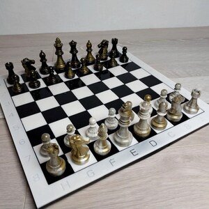 Marble White Gold Chess Set Size of King 7cm 2.75 Inches Custom Chess ...
