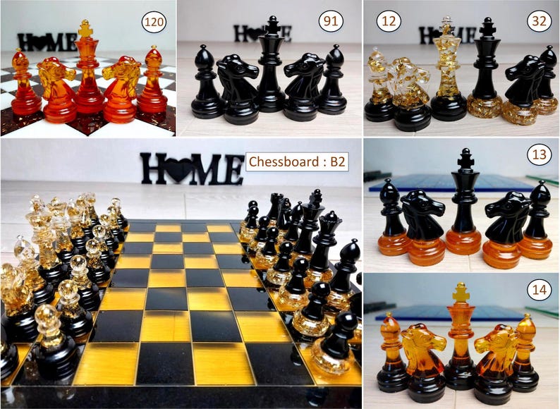 Custom Epoxy Resin Chess Set | Different Styles | Customized 7cm King ...