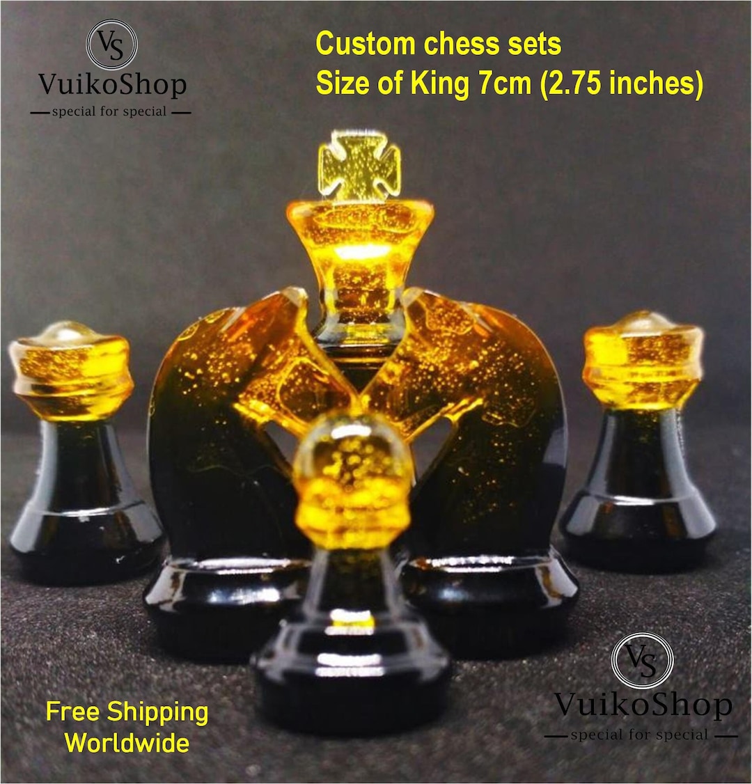 Custom Chess Sets Resin Unique | Resin Chess Set With Board | Size of ...