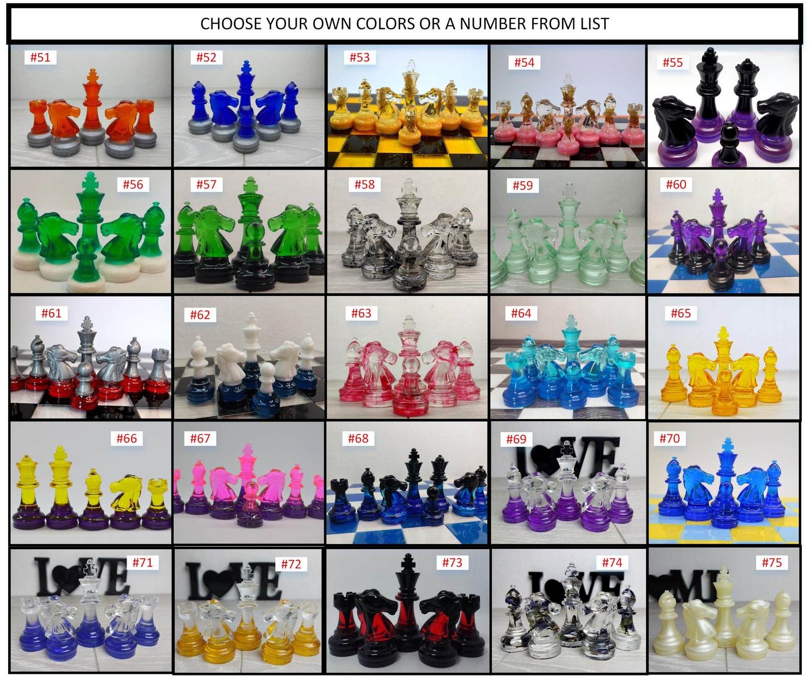 Custom Colors Chess Set With Chess Board or Without Size of King 7cm 2. ...