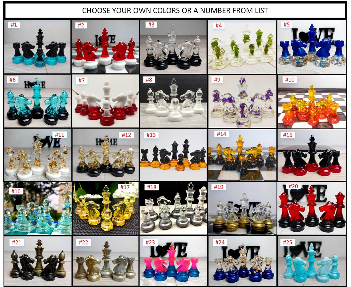 Resin Chess Sets | Set With Chessboard or Chess Pieces Only | Custom ...
