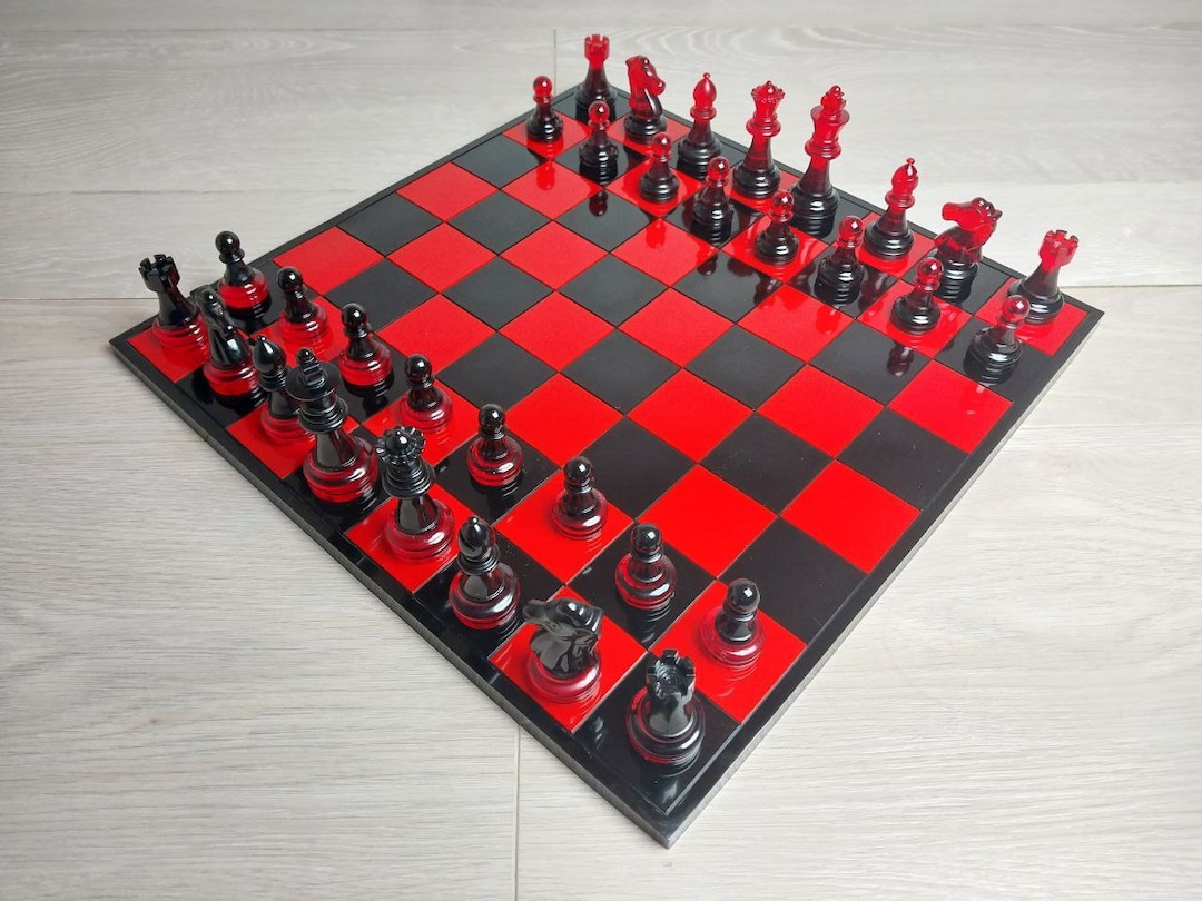 Red and Black Resin Chess Set | Custom Color Choices - Etsy