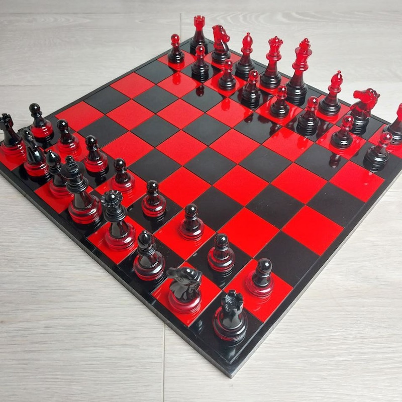 Red Chess Board - Etsy