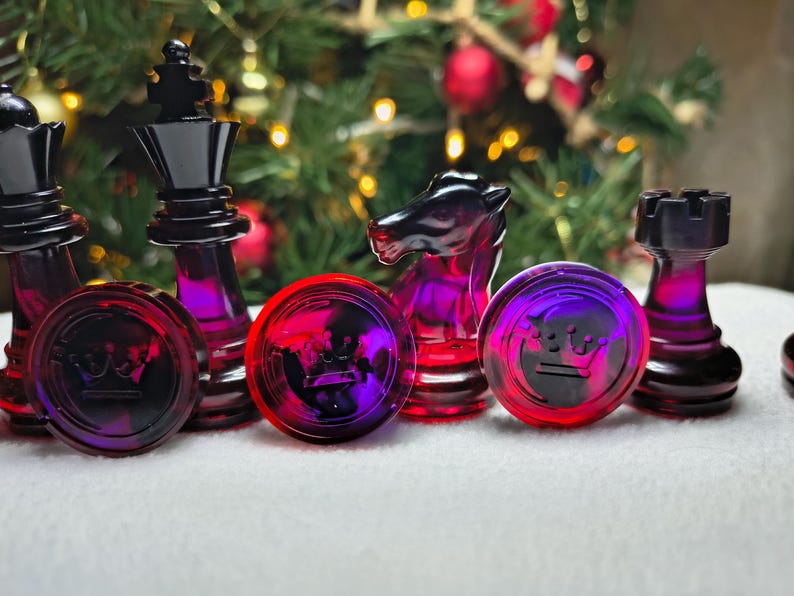 Black Red Chess Set With Chess Board | Custom Chess 2.75 Inch (7 Cm ...