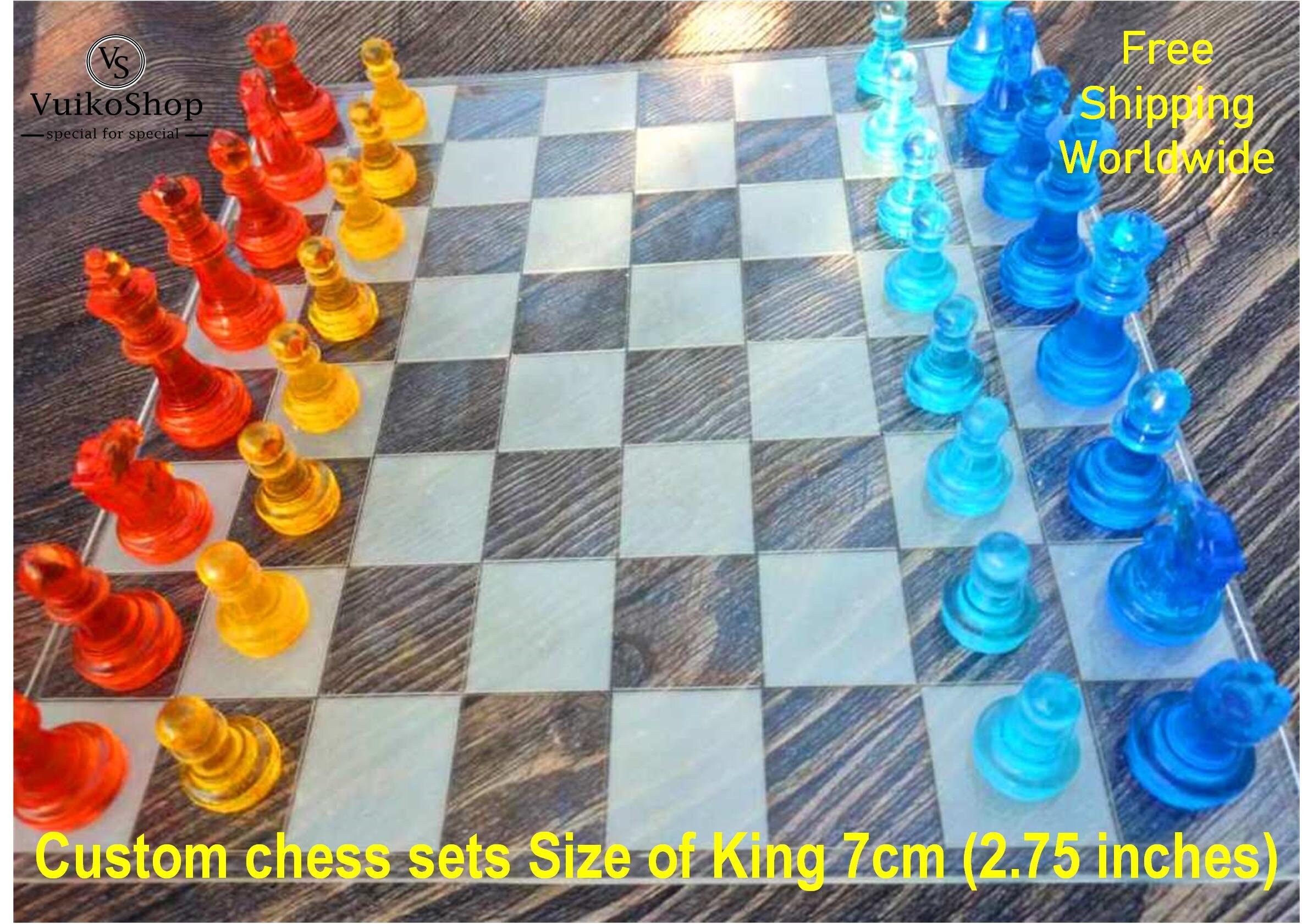Custom Colors Chess Set With Chess Board or Without Size of King 7cm 2. ...