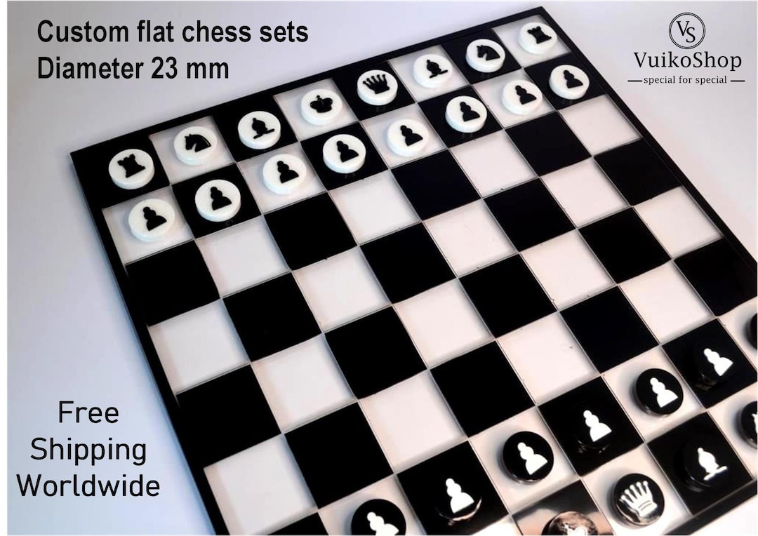 Flat Custom Chess Pieces | Size of Chess 23mm*5mm | Custom Chess Sets ...