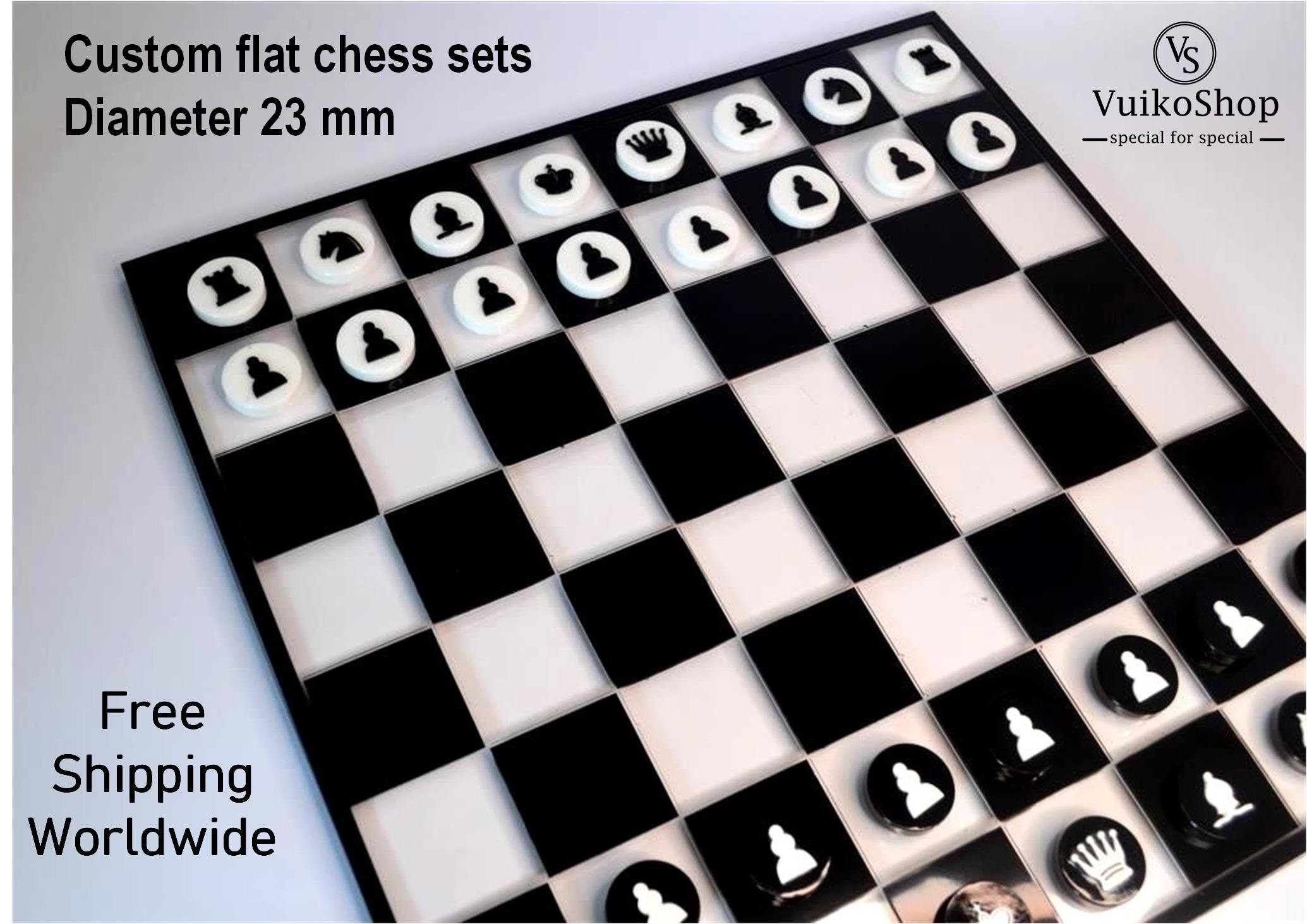 Flat Custom Chess Pieces | Size of Chess 23mm*5mm | Custom Chess Sets ...