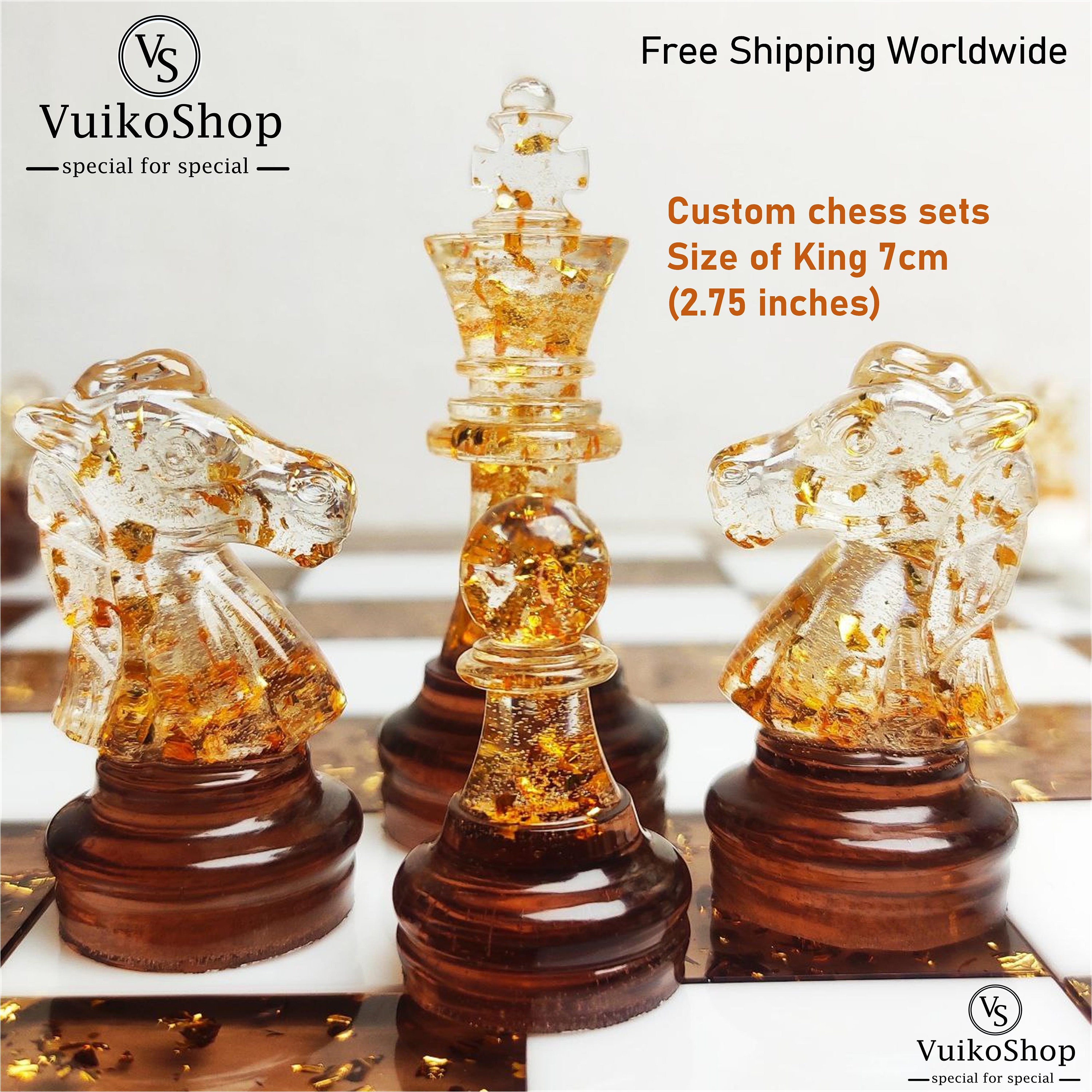 Modern Chess Set With Chess Board Size of King 7cm 2.75 - Etsy