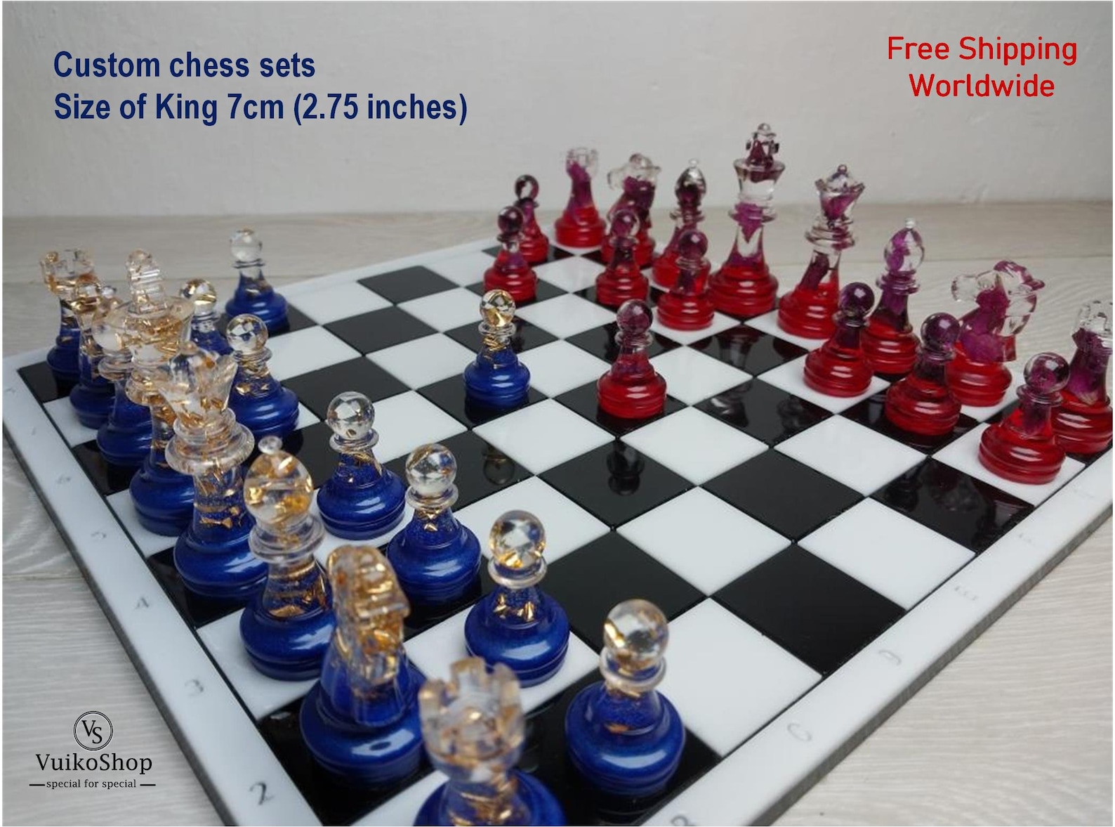 Custom Chess Pieces Modern Chess Sets Size of King 7cm 2.75 Inches ...