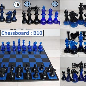 Black Red Chess Set With Chess Board | Custom Chess 2.75 Inch (7 Cm ...