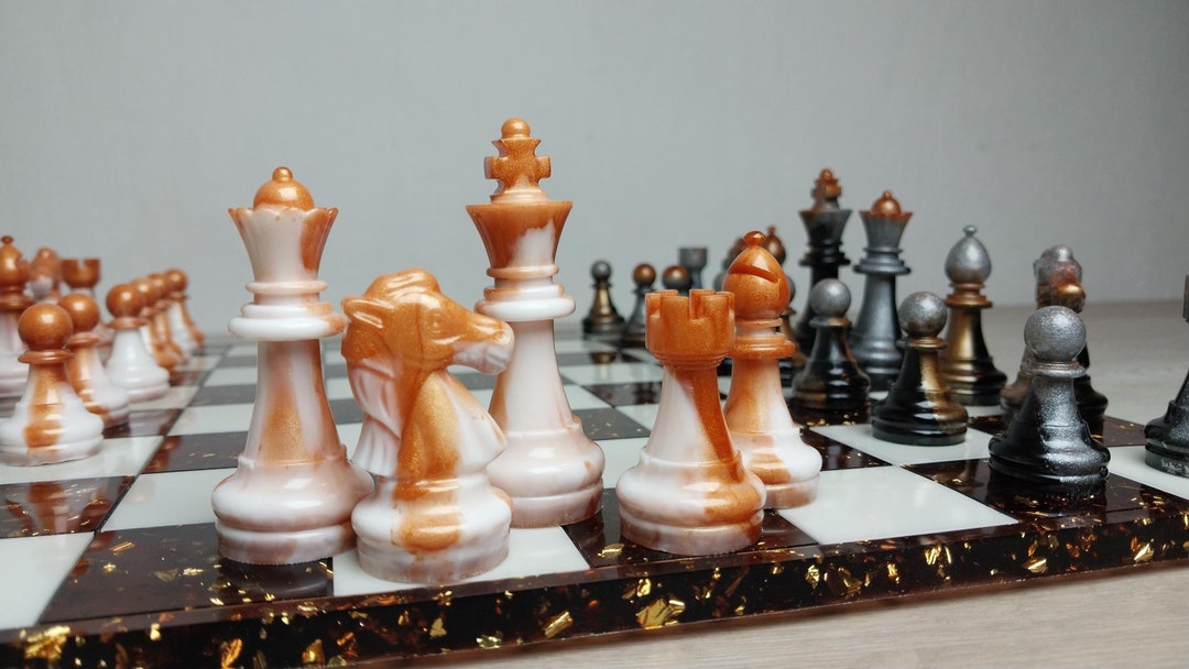 Custom Resin Chess Set With Board | Size of King 7cm (2.75 Inches ...