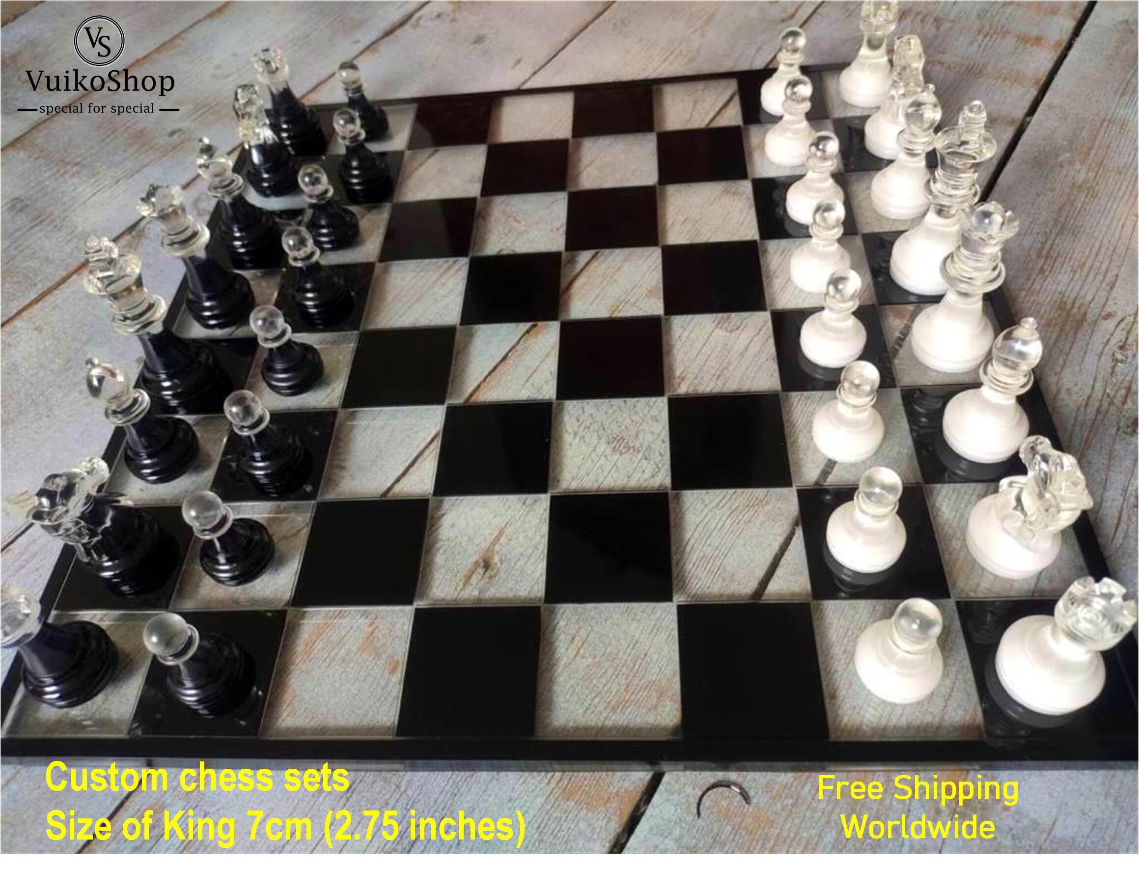 2.75 Inches Resin Chess Set With Board Custom Resin Chess Set Epoxy ...