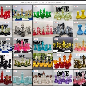 Custom Chess Set Handmade | Epoxy Resin Chess Pieces | Size of King 7cm ...