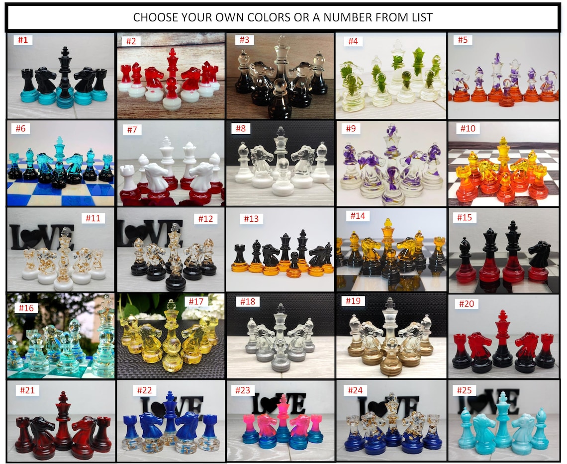 Custom Colors Chess Set With Chess Board or Without Size of King 7cm 2. ...
