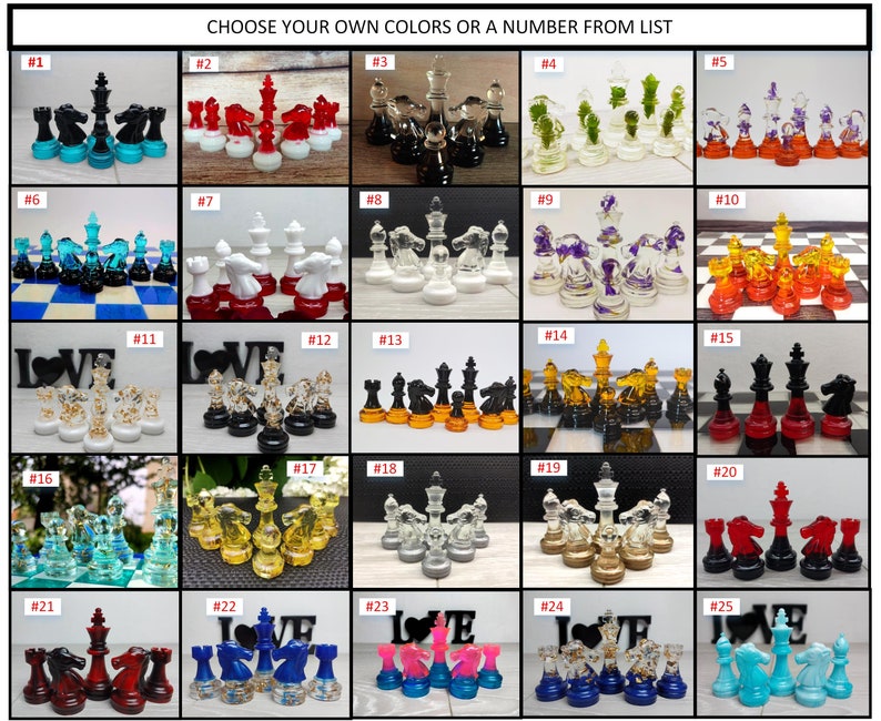 Unique Chess Pieces Size of King 7cm 2.75 Inches Custom Resin Chess Set With Board Modern Chess ...