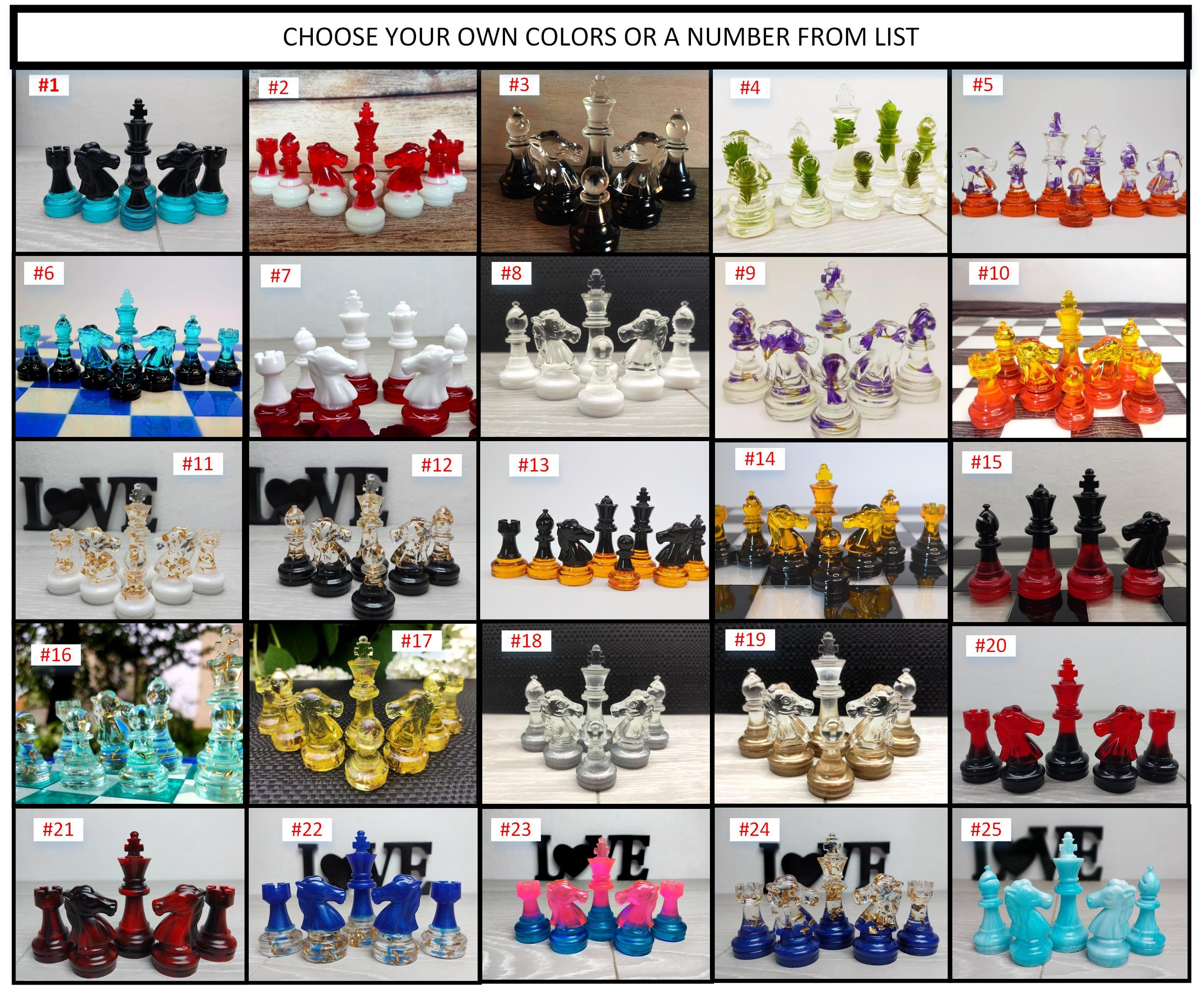 Epoxy Resin Chess Pieces Size of King 7cm 2.75 Inches Chess Sets With ...