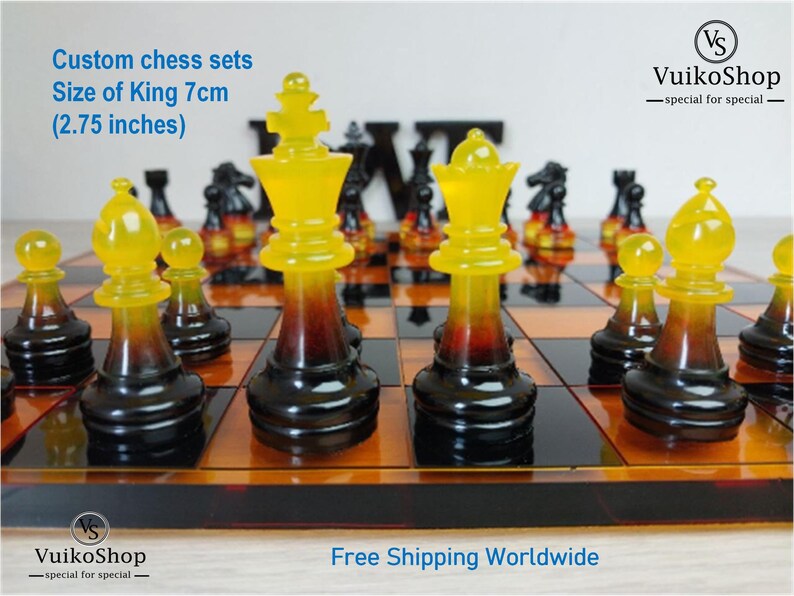 Custom Chess Sets With Chess Board 2 Chessboard Sizes 2727cm or 3131cm ...