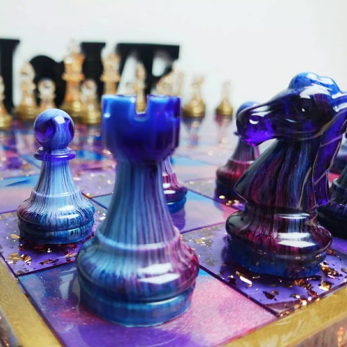 2.75 Inches Resin Chess Set With Board Custom Resin Chess Set Epoxy ...