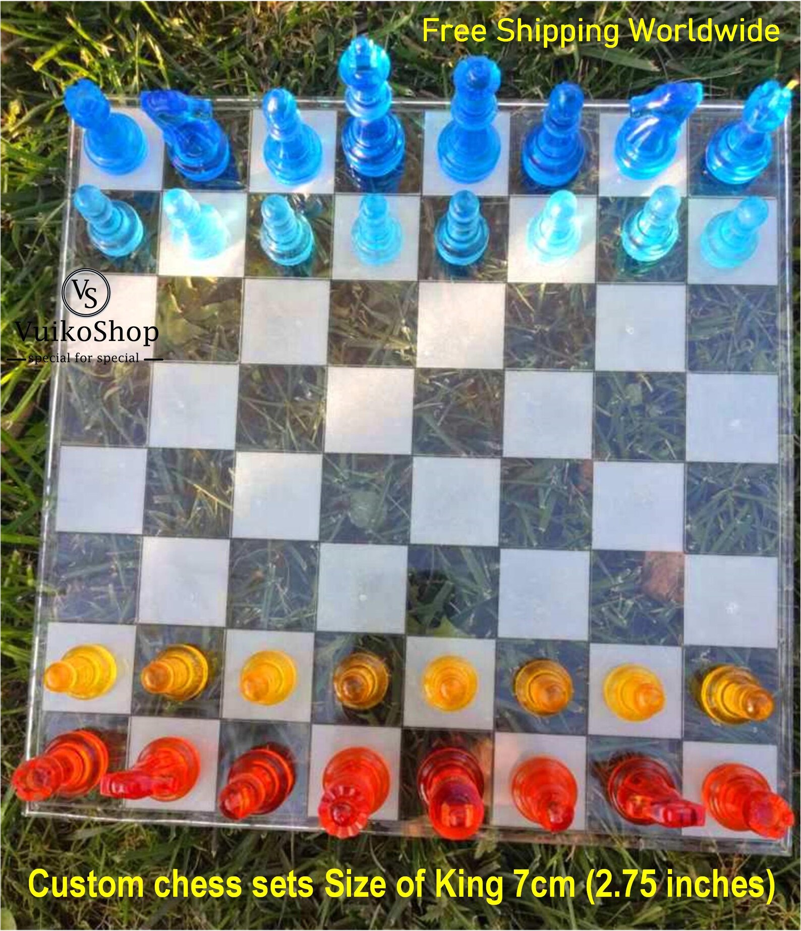 Custom Colors Chess Set With Chess Board or Without Size of King 7cm 2. ...