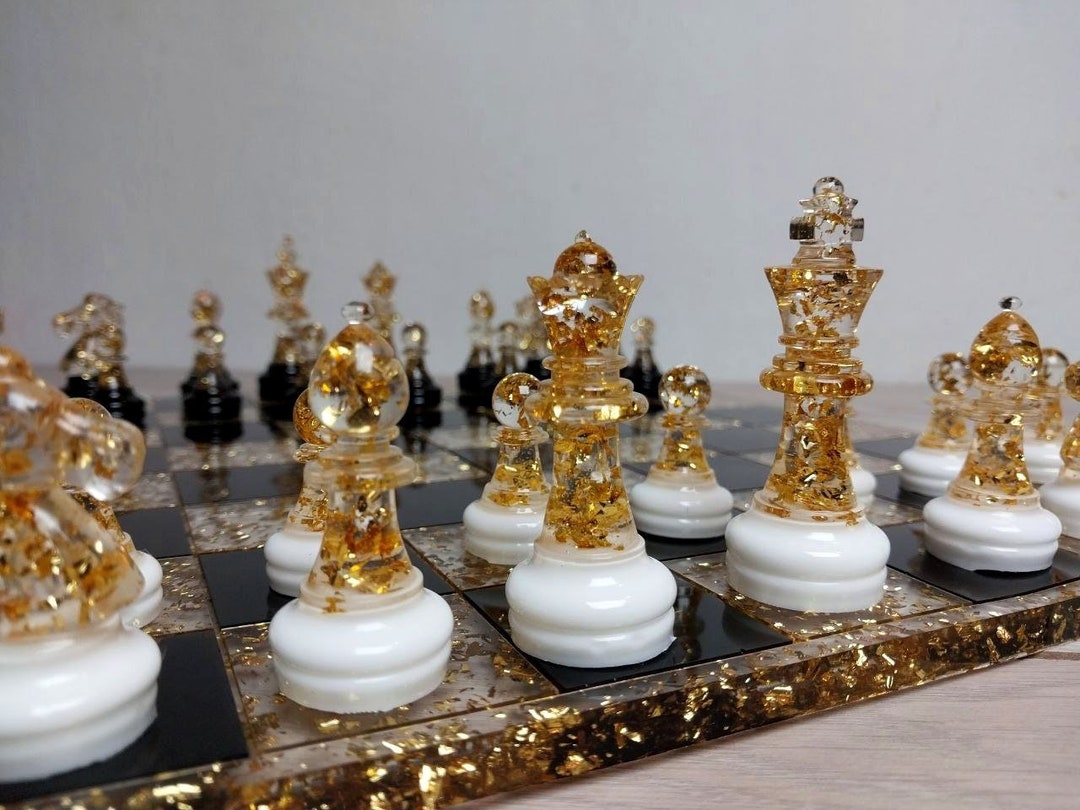 Gold White Chess Pieces | Luxury Chess Sets | Custom Chess Set With ...