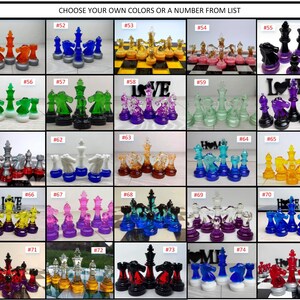 Custom Colors Chess Set With Chess Board or Without | Size of King 7cm ...