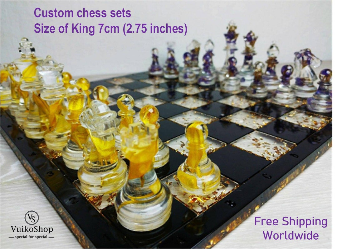 Epoxy Resin Chess Pieces Size of King 7cm 2.75 Inches Chess Sets With ...