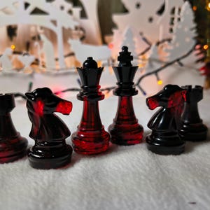 Black Red Chess Set With Chess Board | Custom Chess 2.75 Inch (7 Cm ...