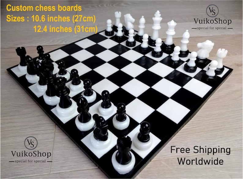 Made to Order Custom Chess Board in 2 Sizes (10.6 Inches and 12.4 ...