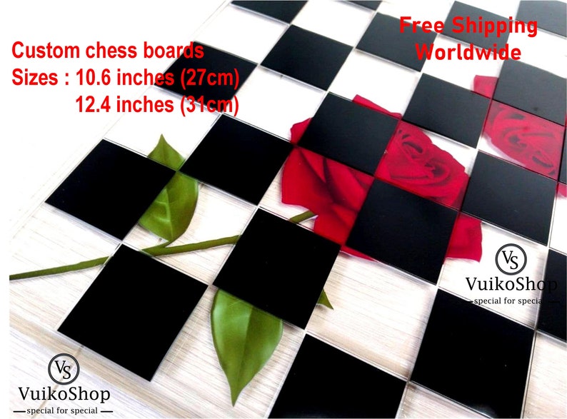 Made to Order Custom Chess Board in 2 Sizes (10.6 Inches and 12.4 ...