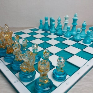 Resin Chess Set With Board | Size of King 7cm (2.75 Inches) | Black and ...