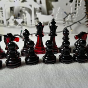 Black Red Chess Set With Chess Board | Custom Chess 2.75 Inch (7 Cm ...