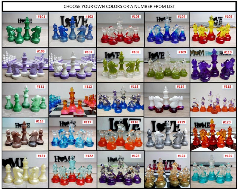 Custom Colors Chess Set With Chess Board or Without | Size of King 7cm ...