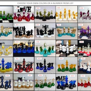 Custom Colors Chess Set With Chess Board or Without | Size of King 7cm ...
