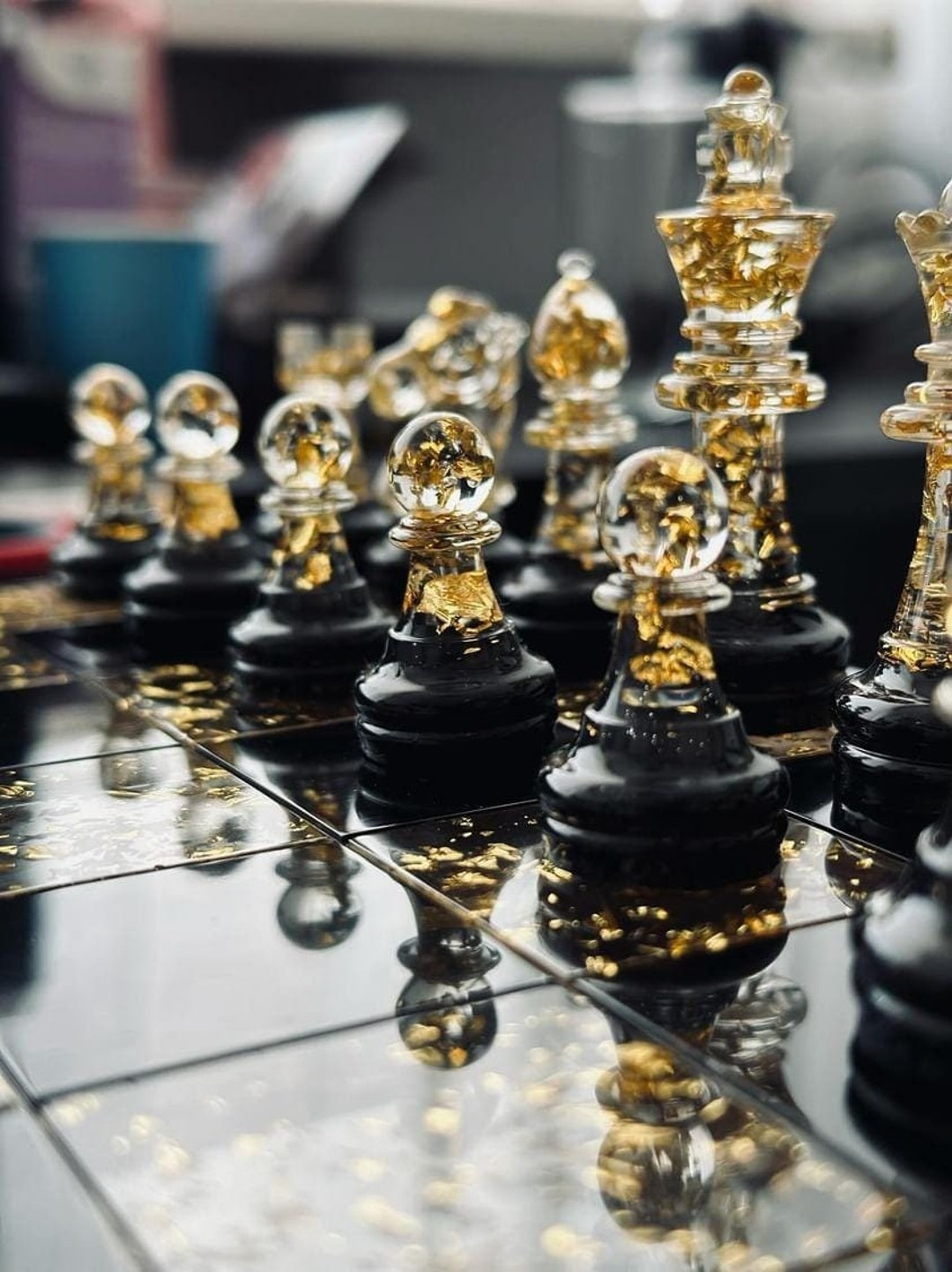Epoxy Resin Chess Pieces Size of King 7cm 2.75 Inches Chess Sets With ...