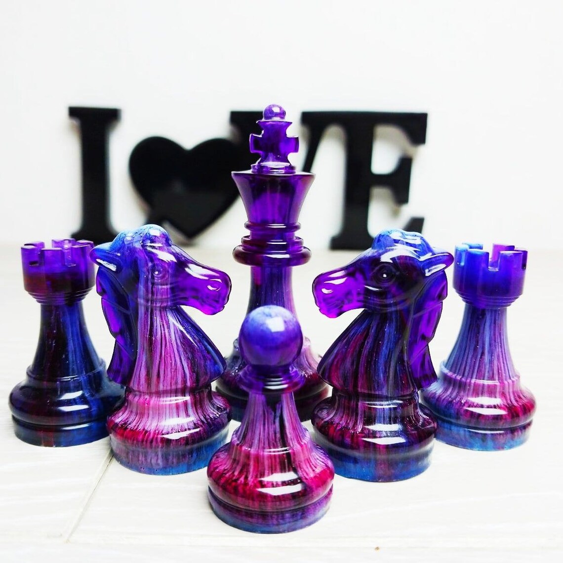 2.75 Inches Resin Chess Set With Board Custom Resin Chess Set Epoxy ...
