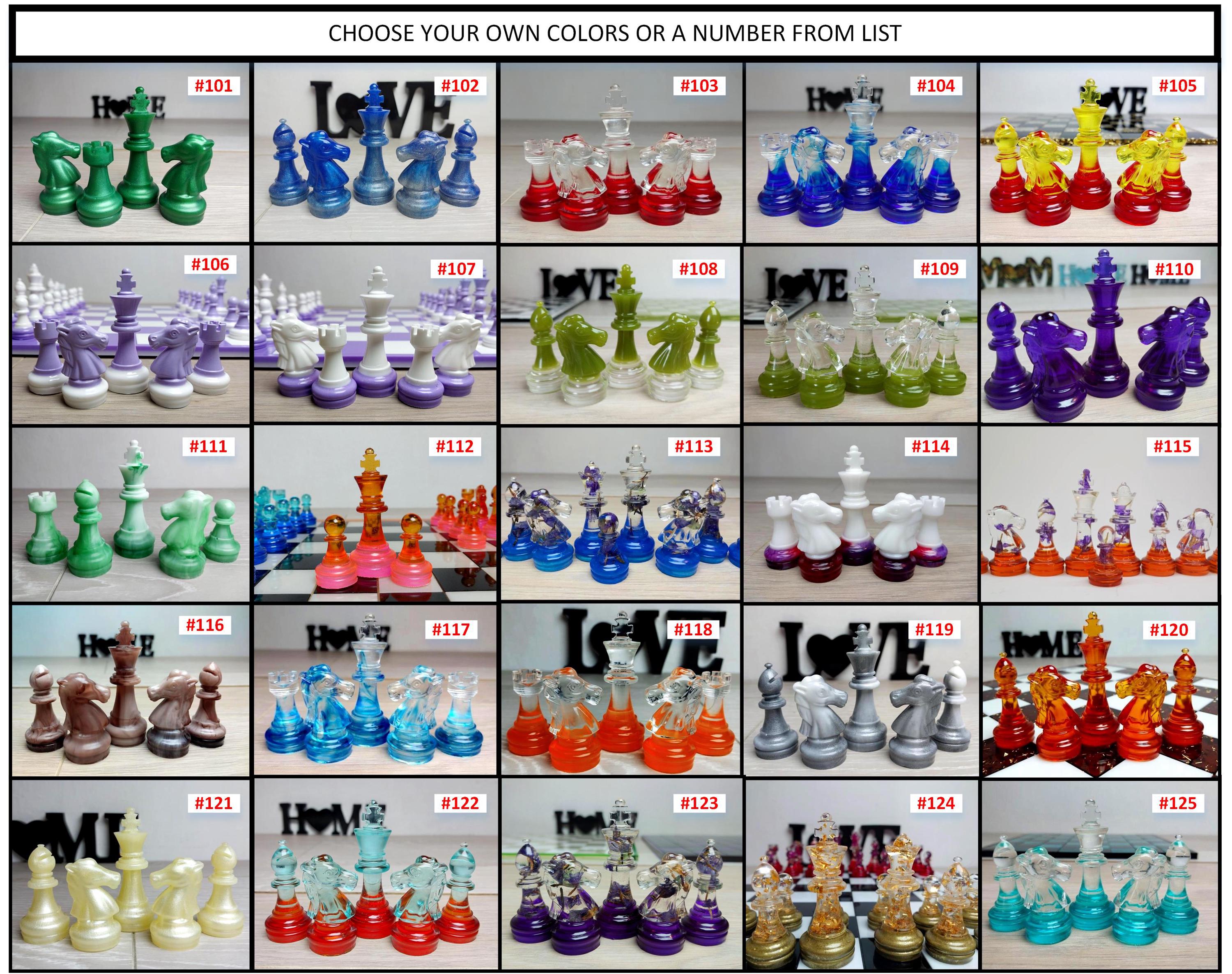 Epoxy Resin Chess Sets | Set With Chessboard or Chess Pieces Only ...