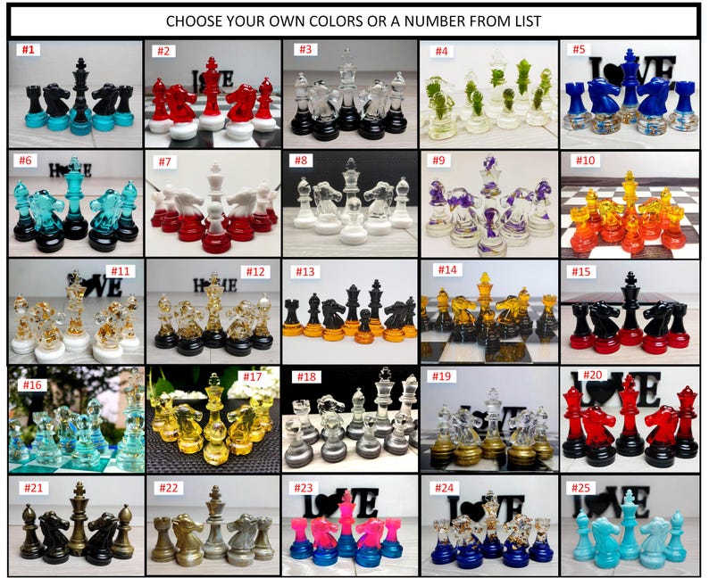 Custom Epoxy Resin Chess Set | Different Styles | Customized 7cm King ...