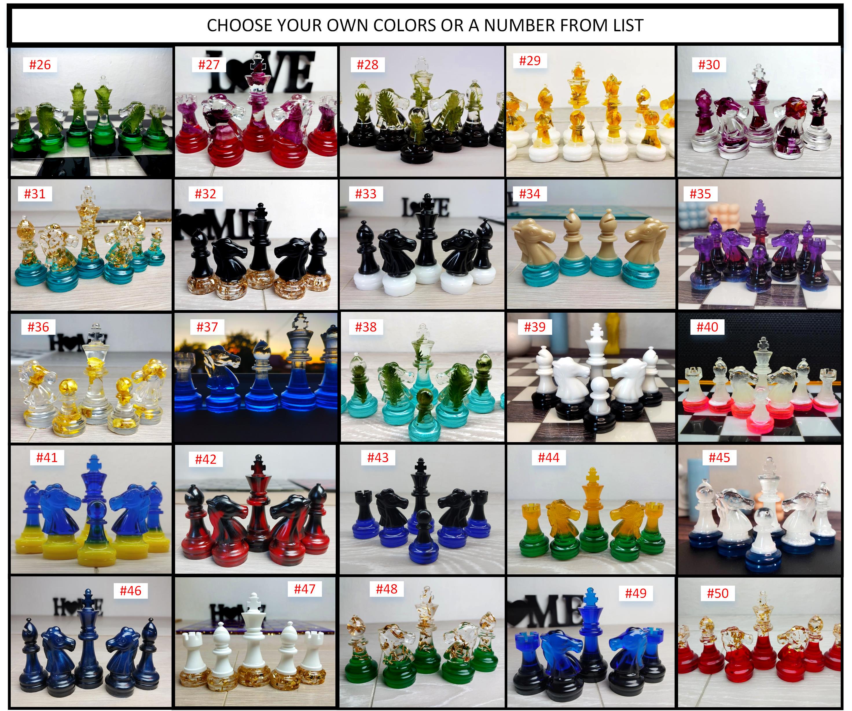 Epoxy Resin Chess Sets | Set With Chessboard or Chess Pieces Only ...