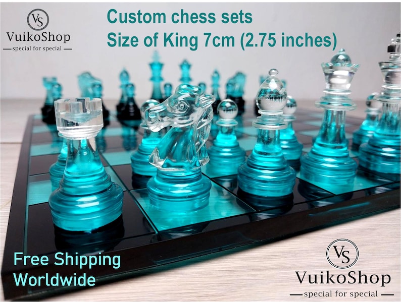 Epoxy Resin Chess Pieces Size of King 7cm 2.75 Inches Chess Sets With ...