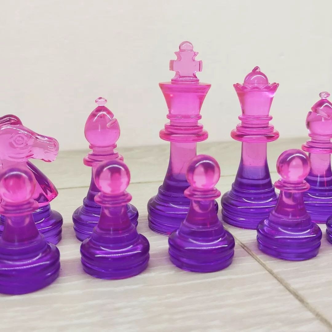 Purple Pink Epoxy Resin Chess Pieces | Size of King 7cm (2.75 Inches ...